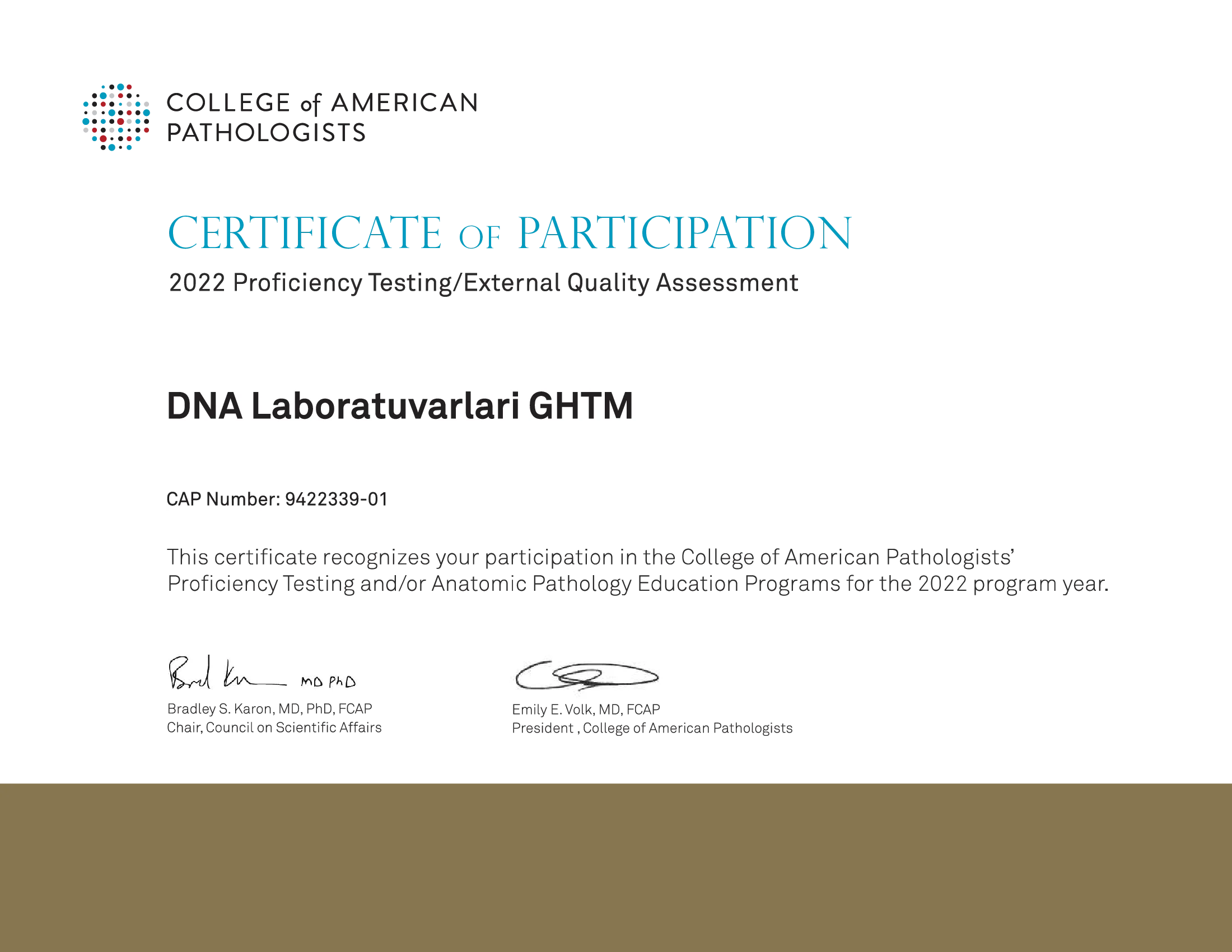 Certificates - Özel DNA Laboratuvarları Genetik Hastalıklar ...
