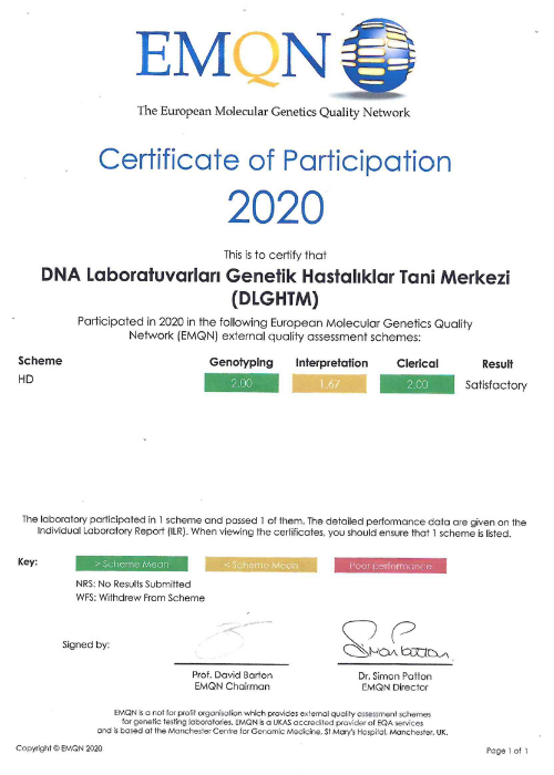 Certificates - Özel DNA Laboratuvarları Genetik Hastalıklar ...